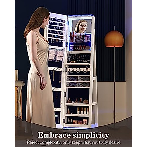 HWB Full-length mirror Jewelry Cabinet Standing with Lights 6297 (White 2)
