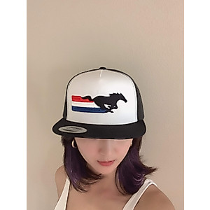 CMFRTS Mustang Horse Snapback Trucker hat - Surfing, Golf, Hiking BlackWhite, One Size