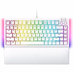 Razer BlackWidow V4 75% Mechanical Gaming Keyboard: Hot Swappable Design - Compact & Durable - Orange Tactile Switches - Chroma RGB - Roller & Media Keys - Wrist Rest Snap Tap - White