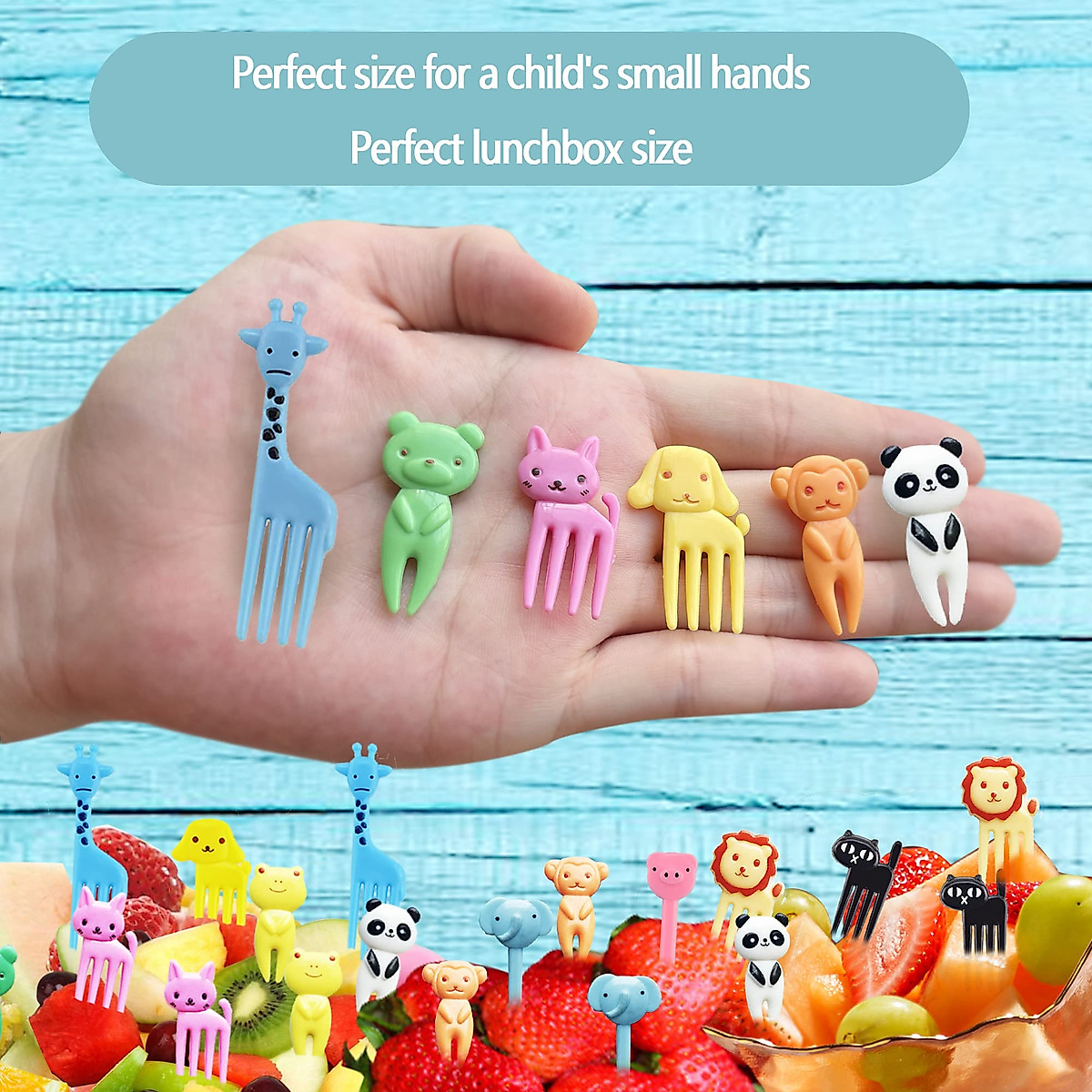 UOUYOO 36 Pcs Animal Food Picks for Kids, Cute Cartoon Animal Fruit Food Toothpicks,Reusable Lunch Picks for Kids Bento, Lunch Bento Box Picks for Toddler,kids lunch accessories