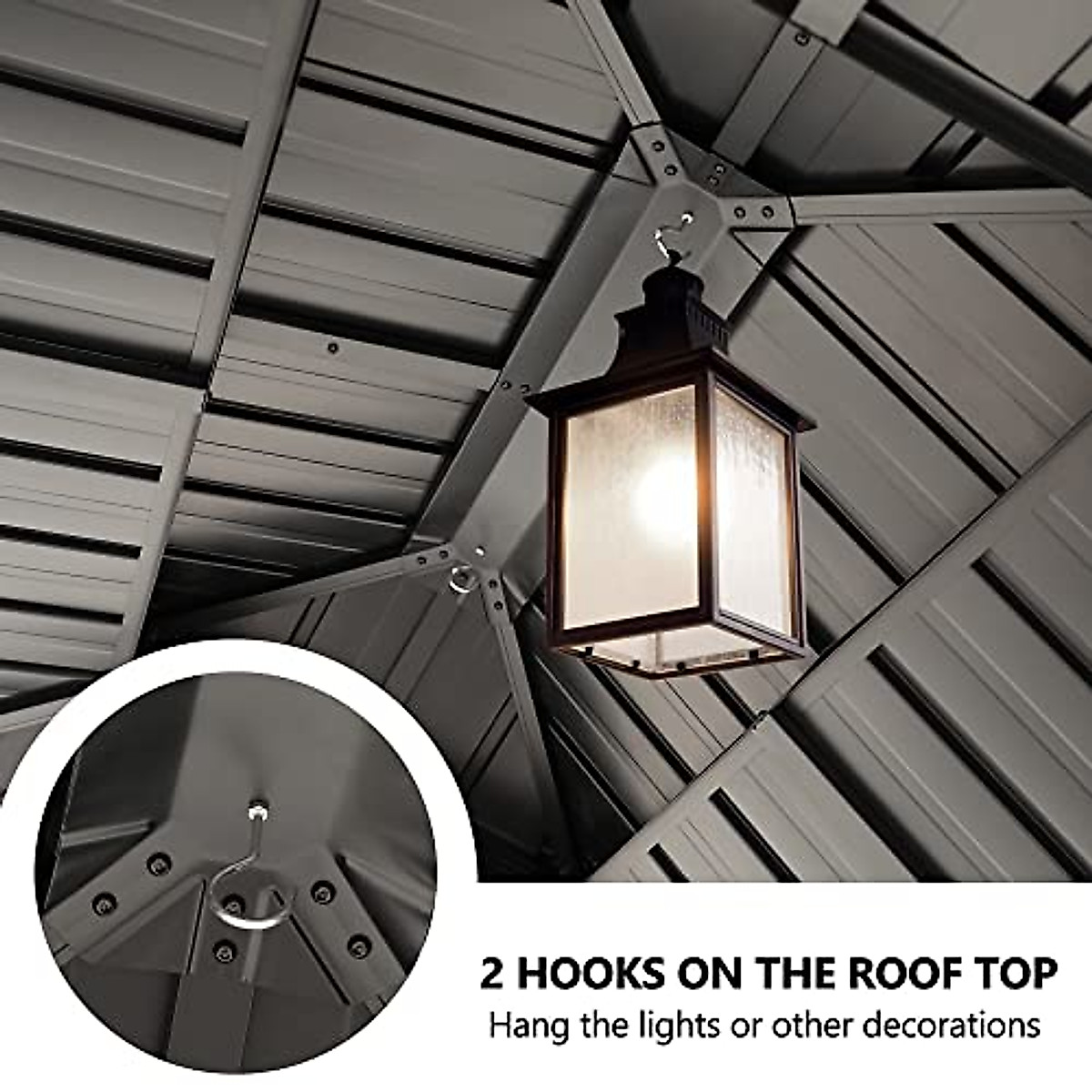 GARTOO 10x12FT Outdoor Galvanized Steel Top Gazebo with Double Roof - Heavy-Duty Hardtop Gazebo with Breathable Netting & Zipper Curtains for Patio, Porch, Garden, Lawn, Deck, Backyard