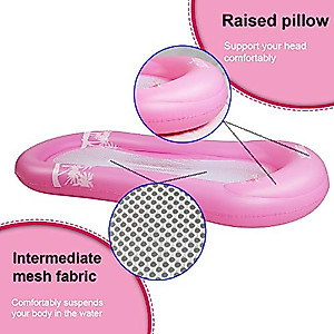 SUNSHINEMALL Inflatable Pool Float, Multi-Purpose Pool Hammock (Saddle, Lounge Chair, Hammock, Drifter) Pool Chair, Portable Water Hammock (Pink-68x32x8inch)