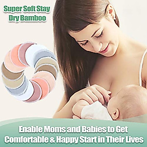 wegreeco Bamboo Nursing Breast Pads (14 Pack) + Laundry Bag & Travel Storage Bag, 4.7 inch Option - Washable & Reusable Breastfeeding Nursing Pads (Mild, Large)