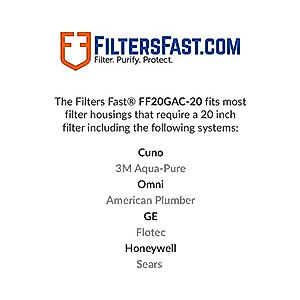 Filters Fast FF20GAC-20 Compatible Replacement for Pentek GAC20-BB Carbon Block Water Filter Cartridge, 20-Inch