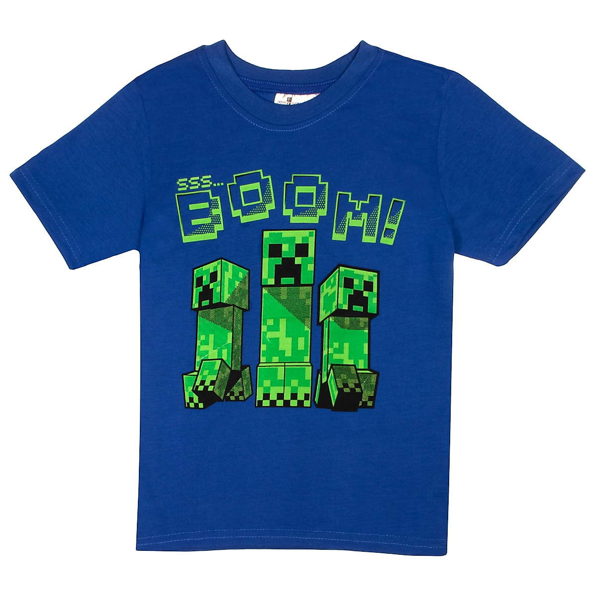 Minecraft Boys 3 Piece Fleece Pants Sets, Crew Neck Sweatshirt, T-Shirt, and Pants 3-Pack Bundle Set for Boys (Black/Blue, Size 4)