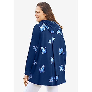 Woman Within Women's Plus Size Cloud Bliss Pleat-Back Swing Sweatshirt - 1X, Black