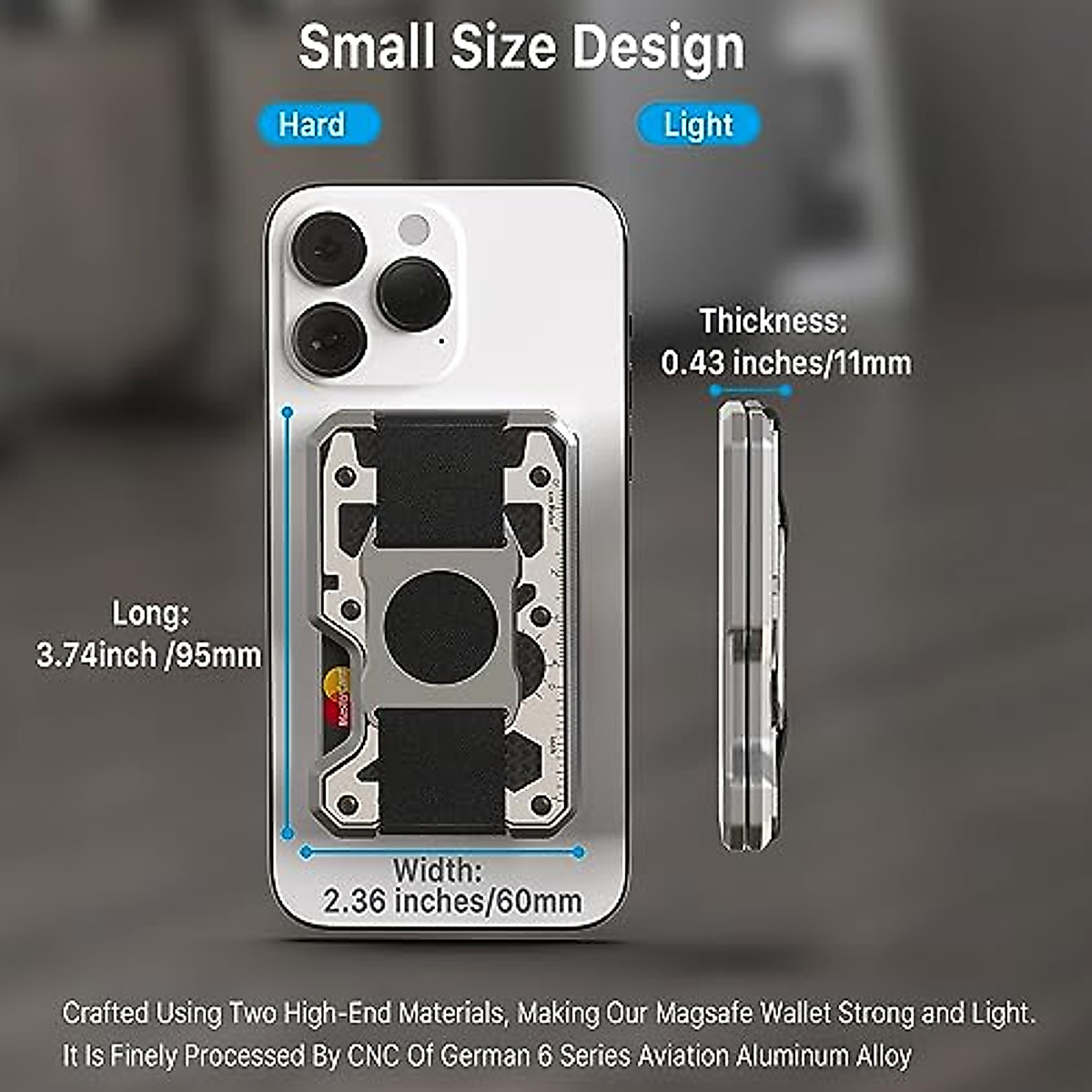 niubuy Magnetic Wallet & Minimalist Slim Wallet for Men -MagSafe Wallet-Hard Shell Lightweight iPhone Wallet - for iPhone 14 Pro Max/ 14 Pro/ 14/13 Pro Max/ 13 Pro/ 12 Pro Max -Gray