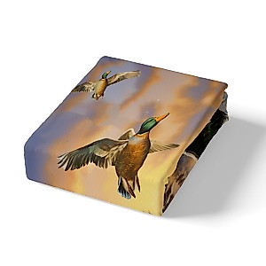 Feelyou Duck Hunting Duvet Cover Dog Hunter Bedding Set for Kids Boys Girls Flying Duck Comforter Cover Wildlife Bedspread Cover 1 Duvet Cover with 2 Pillowcases Full Size (No Comforter)