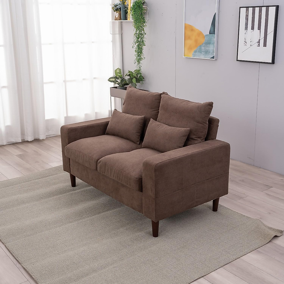 Panana Sofa Couch, Love Seat Couches for Living Room Chairs Loveseat, Compact Sofa for Apartment Dorm, Brown