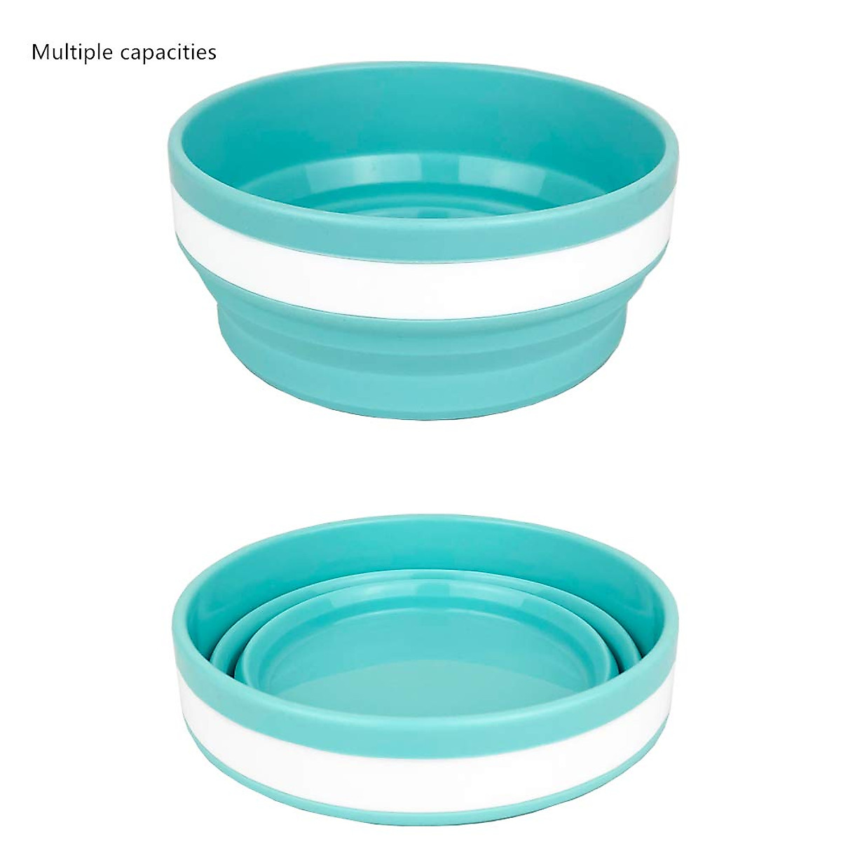 CARTINTS 950ml Collapsible Bowls-Silicone Food Storage Containers-Prep/Storage Bowls with Lids-Silicone Lunch Containers, Ideal for Travel and Camping (Blue)