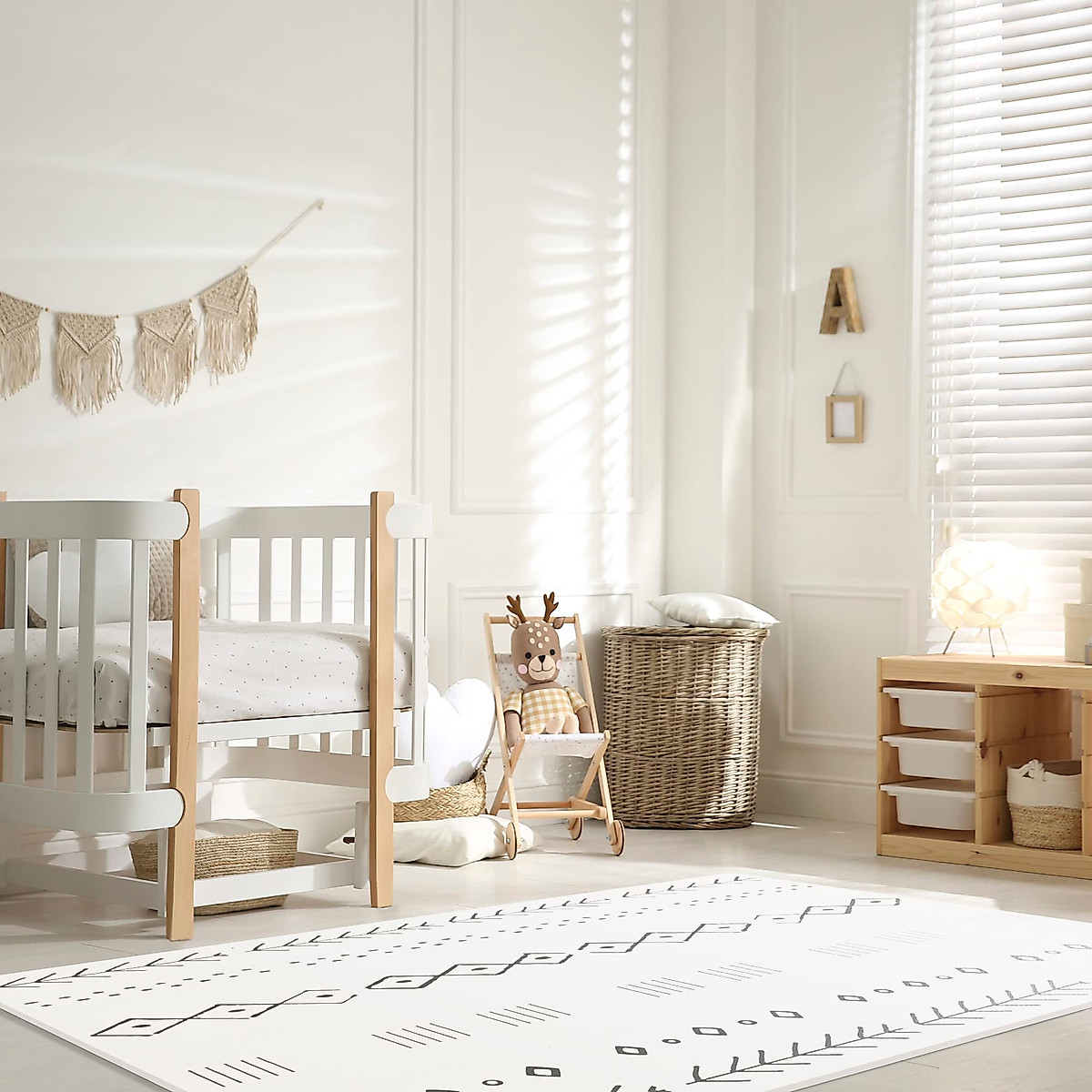 Stylish Baby Play Mat - Soft, Easy to Clean 5.6 x 4 ft. Floor Mat Creates A Safe Play Area for Your Baby Boy or Girl - The Perfect Modern Foam Playmat Fits Nicely with Your Kids Playroom Or Home Decor