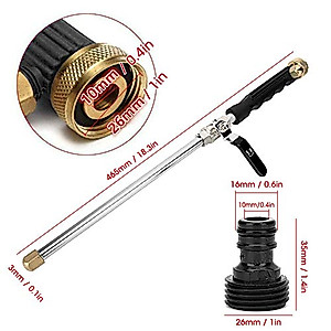 Car Water Spray Lance, Rustproof High Power Washer Wand Reliable for 3/4in Garden Hose(Black)