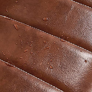 Yaheetech 30" PU Leather Dining Chairs Armless Chairs Indoor/Outdoor Kitchen Dining Room Chairs with Metal Legs and Footrest, Set of 2, Brown