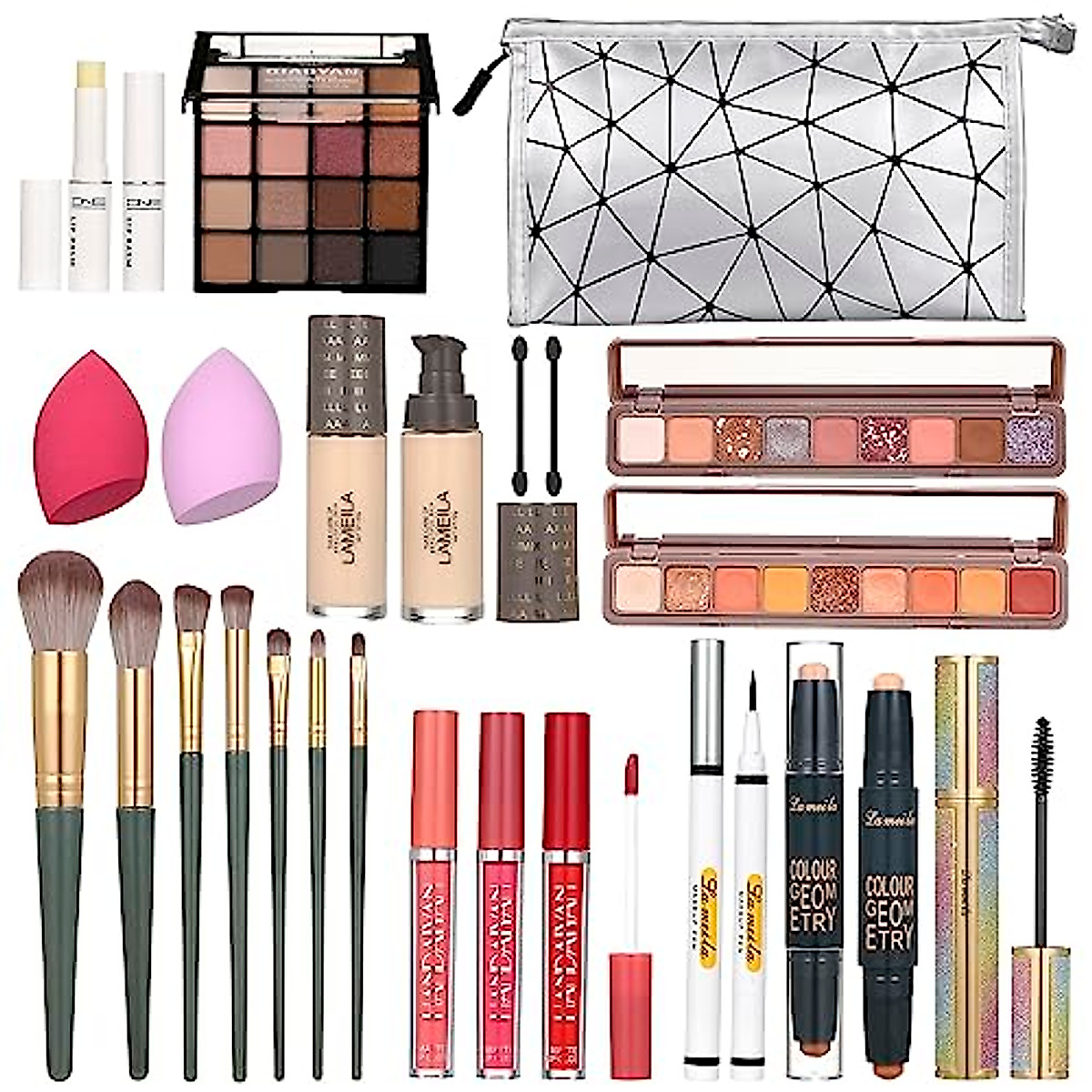 Women's Makeup Sets Full Girls Makeup kit Eye Shadow Palette, Eye Liner, Lipstick, Makeup Brush, Foundation, Concealer Mascara Powder Puff Makeup Bag Women's Makeup kit Girls Teen Gifts