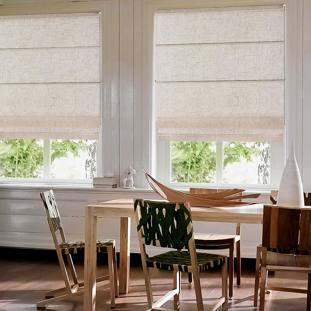 Hiifroy Roman Shades for Window, Light Filtering with Linen Texture Thermal Insulated Heat Blocking Window Blinds for Home Living Room Decor, Linen 20" W x 24" H