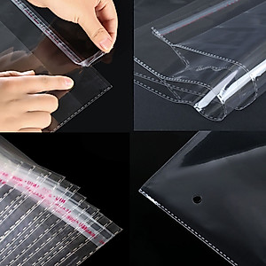 18" x 24" Clear Adhesive Apparel Cellophane Bags 100pcs Large Self Sealing Cello Bags 2mil Resealable OPP Poly Bags for Clothing T-Shirt Pants Garment Art Prints Card Magazine Handicraft Photos Brochure Documents Samples