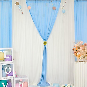 DUOBAO 2 Panels Chiffon Curtains 29"x108" Sheer Backdrop Drape Beach Curtain for Living Room Light Blue Voile Window Drapes for Wedding Ceremony (Sky Blue)