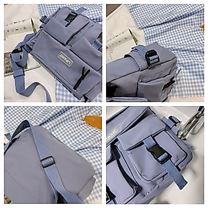 JQAliMOVV Kawaii Messenger Bag for Girls - Cute Aesthetic Bag with Kawaii Pendent (Blue)