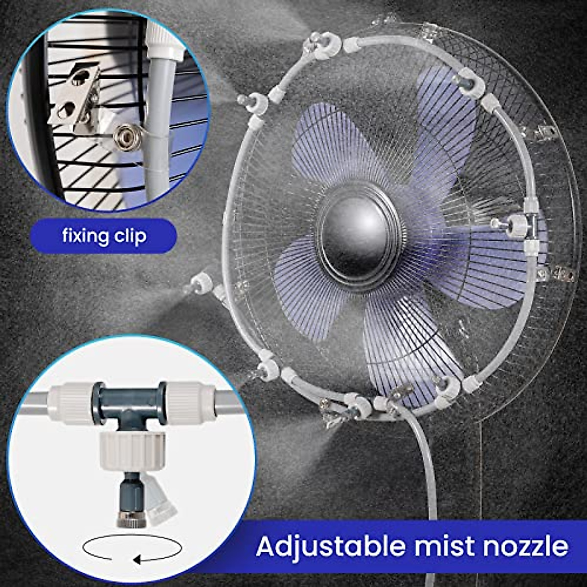LINEX Misting Cooling System, 50FT Misting Line,8 Mist Nozzles Outdoor Misters for Outside Patio Parasol Garden Greenhouse Trampoline for Waterpark