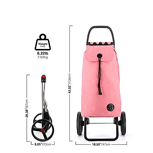 Foldable Grocery Shopping Cart with Wheels | Collapsible Personal Folding Cart for Groceries | Durable & Portable | Coral