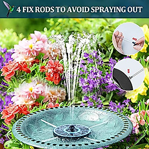 GAIZERL Solar Fountain 2023 New, 3.5W Solar Bird Bath Fountains with Glass Panel, 2000 Battery, Hummingbird Water Features with Color LED Lights, 8 Spray Modes & 4 Fixed Pipes for Garden, Pool, Pond