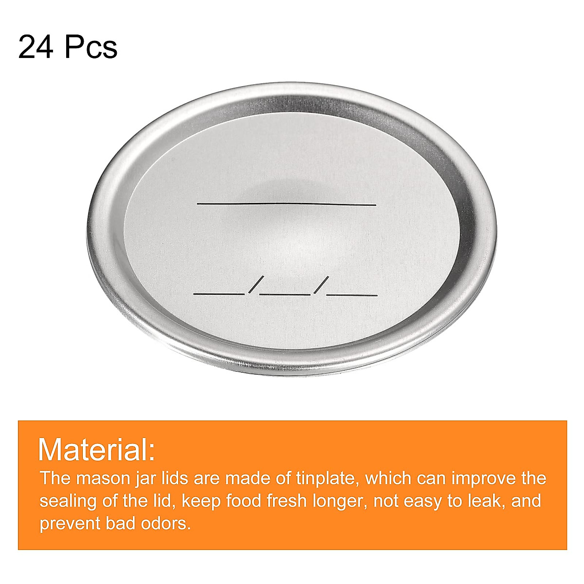 uxcell Canning Lids, 24pcs - Tinplate Split-Type Mason Jar Lid, Wide Mouth with Date Leak Proof Fits Storage Cover (Silver)
