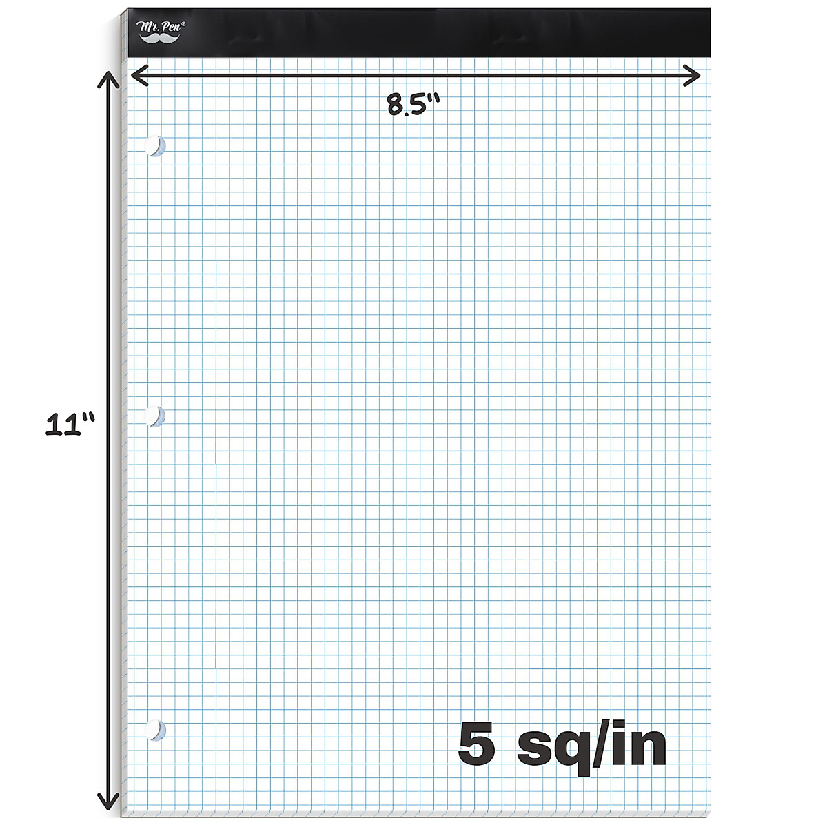 Mr. Pen Graph Paper, 5x5 (5 Squares per inch), 11"x8.5" Engineering Graph Paper Pad, 55 Sheet