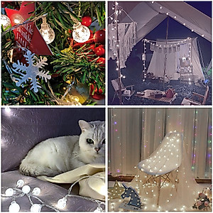 Globe String Lights Fairy Lights 33ft 80 LED String Lights for Bedroom 8 Modes USB with Remote Waterproof Indoor Outdoor Table Decor Hanging Lights Home Patio Garden Wedding Party Decor,Cool White