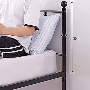 VECELO Queen Size Bed Frame Metal Platform Mattress Foundation/Box Spring Replacement，with Headboard & Footboard/Easy Assemble,Black