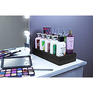 Polar Whale 2 Lotion and Body Spray Stand Organizers Tray Washable Waterproof Insert for Home Bathroom Bedroom Office 6 x 9.75 x 2 Inches 10 Slots Black 2pc Pair Set