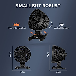 EOGD 2022 Newest USB Desk Fan with Stepless Speed Control, 4.2" Desk Fans Small Quiet Personal Fan with Strong Wind Up To 12MPH, 360° Rotatable Mini Table Fan With Removable Fan Guard (Grey)