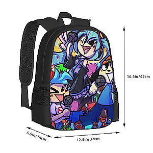 Fri-day Cartoon Night Fun-kins Backpack Cartoon Laptop Backpacks Lightweight Fashion Travel Daypack Large Capacity Multifunction Adjustable Straps Bags For Women Men