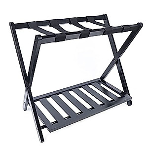 Futchoy Luggage Rack for Guest Room Hotel Bedroom Household High-Grade Bamboo Wood Folding Storage Rack Simple Double Layer Shelf