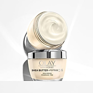 Olay Regenerist Shea Butter + Peptide 24 Rich Cream Face Moisturizer, Fragrance Free, 1.7 oz (48g)