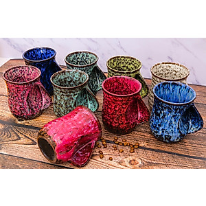 18oz Ceramic Hand Warmer Mug, Novelty Hand Warmer Coffee Mug, Tea Mug, Keep Your Hands Warm, Comfy Handwarmer, Microwave And Dishwasher Safe (Blue)