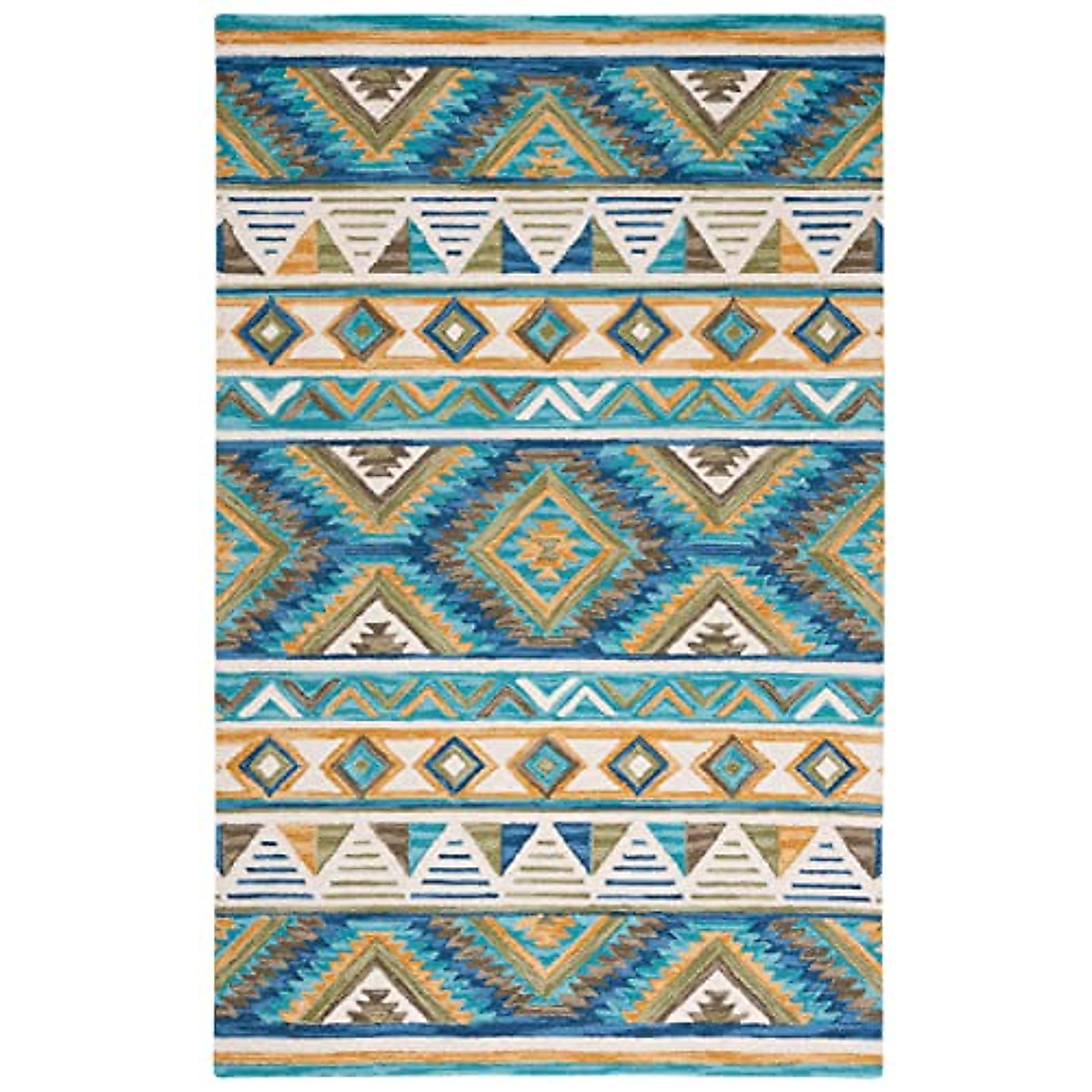 Safavieh Aspen Collection 4' x 6' Blue/Yellow APN352M Handmade Boho Tribal Wool Area Rug