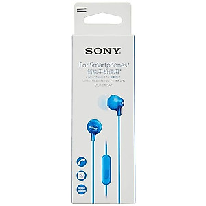 Sony MDREX15AP In-Ear Earbud Headphones with Mic, Blue