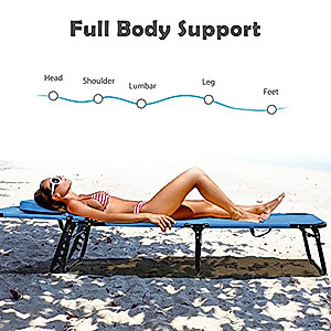 Tangkula Folding Chaise Lounge Chair with Hole for Face, Outdoor 5-Position Adjustable Reclining Beach Sunbathing Chair, Portable Face Down Tanning Chair for Patio Backyard Poolside Beach (1, Blue)