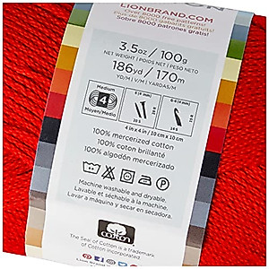 Lion Brand Yarn (1 Skein) 24/7 Cotton® Yarn, Red