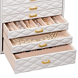 FEIYAN Extra Large Jewelry Box Organizer with 10 Drawers - Premium Faux Leather Storage Case & Velvet Lining | Modern Scandinavian Design for Rings, Necklaces, Earrings