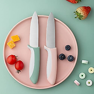 DAMPEN Ceramic Scissors with Ceramic Knife Sets Soft-grip Handles,Safety Healthy ,Kitchen Scissors for Baby Food Kids Food