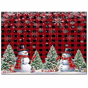 Christmas Snowman Area Rugs Xmas Tree Snowflake Red and Black Buffalo Plaid Non-Slip Washable Rug Indoor Rug Floor Mats Non Shedding Carpet for Living Room Bedroom Dining Room Home Decor 2.7x5 Ft