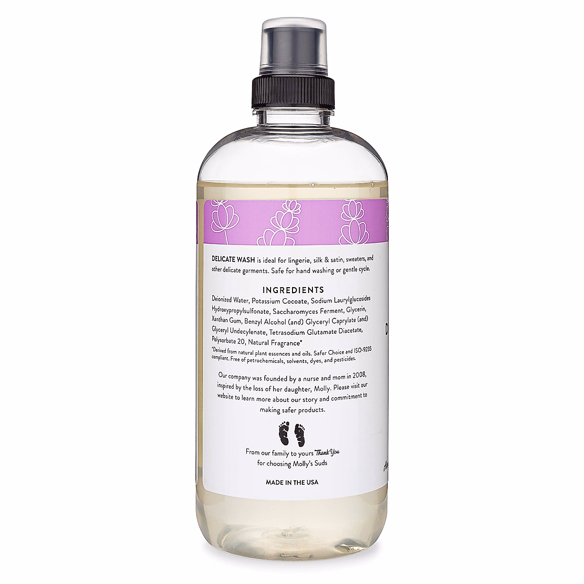Molly's Suds Delicate Wash Liquid Laundry Soap | Clean, Simple Ingredients | Gently Removes Stains and Deodorizes | Lavender Scented, 16 fl oz