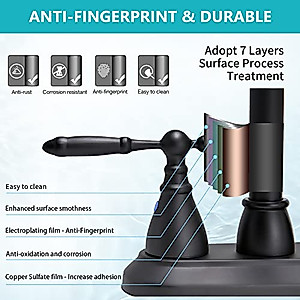 Black Bathroom Faucet 2 Handles, 4 inch Centerset Bathroom Faucet 2 Holes or 3 Holes Lavatory Faucets, Matte Black Bathroom Sink Faucet with CUPC, Classical RV Bathroom Faucet with Swivel Spout