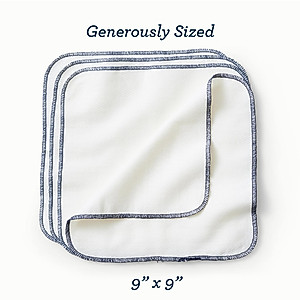 Esembly Wipe Ups, Organic Cotton Reusable Baby Wipes, Soft and Sturdy Washable Cloth Diaper Wipes, One Size, 12-pk