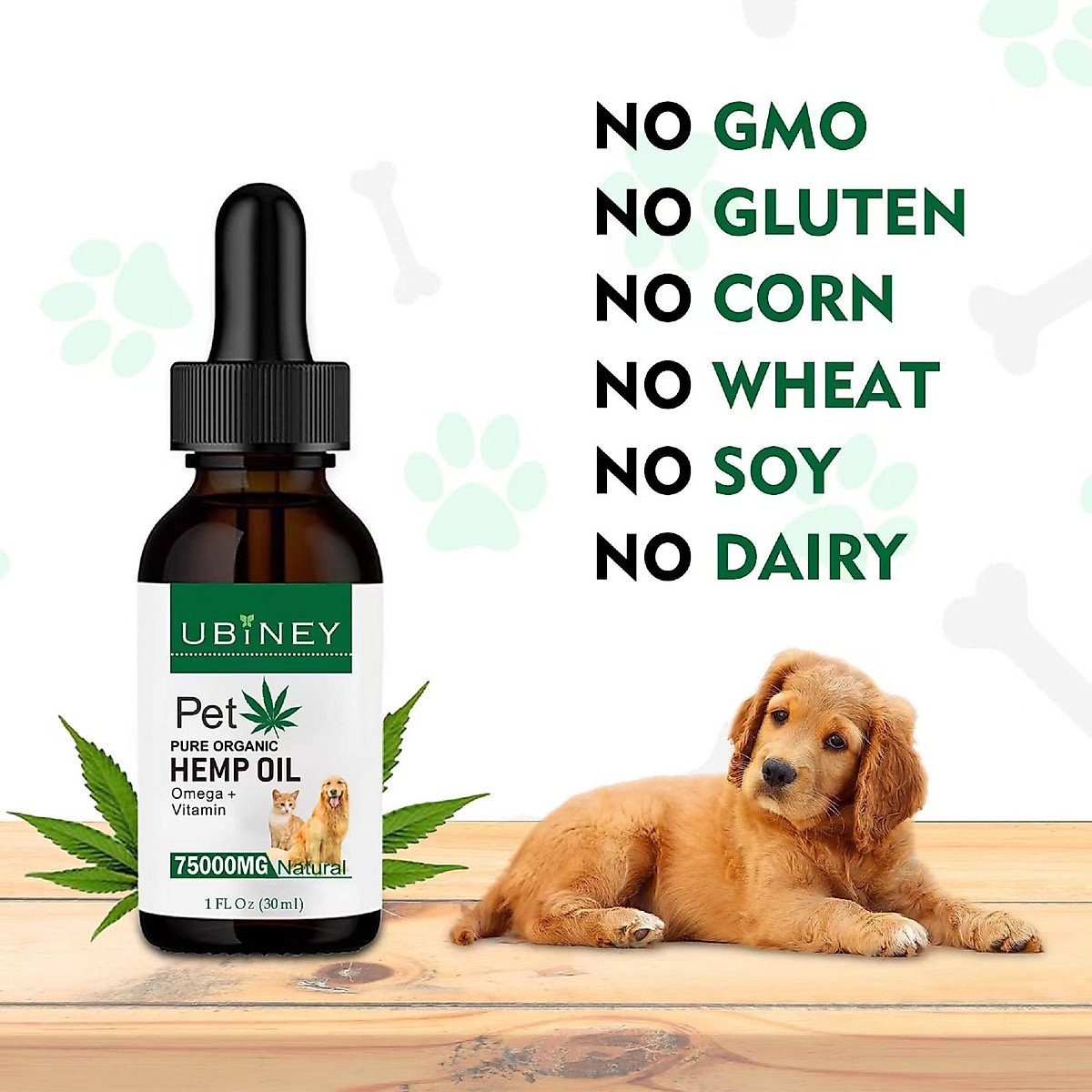 Ubiney Hemp Oil for Dogs and Cats,2-Pack Hemp for Dogs 100% Organic with Omega 3, 6, and 9 Fatty Acids (2 Oz), Vitamin E, C, Cat and Dog Anxiety Relief, Hip and Joint Pain Relief Support, Skin Health