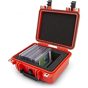 CASEMATIX Graded Card Storage Box Compatible with 22 BGS 35 One Touch 29 PSA Graded Sports Cards, Top Loaders, Waterproof Graded Card Case with Customizable Card Case Foam and Padlock