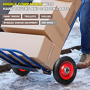 (2-Pack) AR-PRO 6” x 1.5” Flat Free Solid Rubber Wheel Assemblies - Replacement Hand Truck Wheels with Ball Bearings and 1/2” Bore Hole Diameter - Heavy-Duty Solid Rubber Wheels 132 lbs Load Capacity