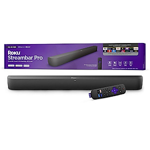 Roku Streambar Pro | 4K/HD/HDR Streaming Media Player & Cinematic Sound, All In One, includes Roku Voice Remote with Headphone Jack for Private Listening, Personal Shortcut Buttons, and TV Controls