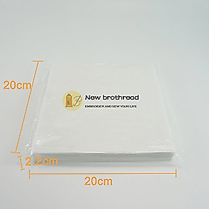 New brothread Tear Away Machine Embroidery Stabilizer Backing 8"x8" - 100 Precut Sheets - Medium Weight 1.8 oz- Fits 4x4 and 6x6 Hoops